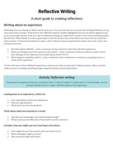 Downloads on Reflective Writing | Reflective Writing Tips